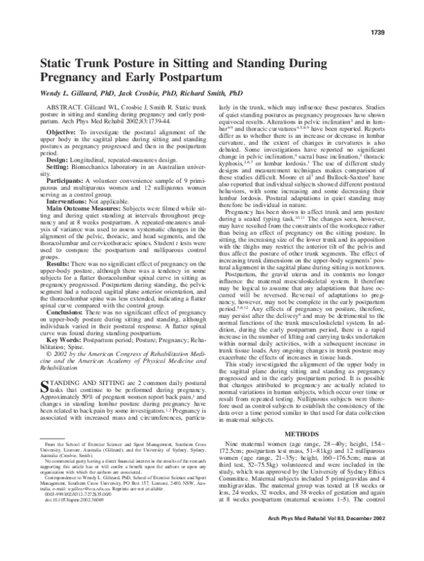 (PDF) Static trunk posture in sitting and standing during pregnancy and ...