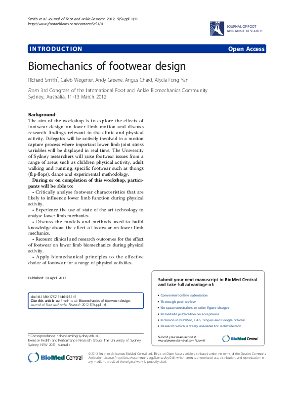 (PDF) Biomechanics of footwear design