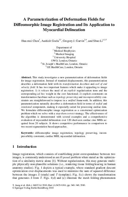 (PDF) A parameterization of deformation fields for diffeomorphic image registration and its ...