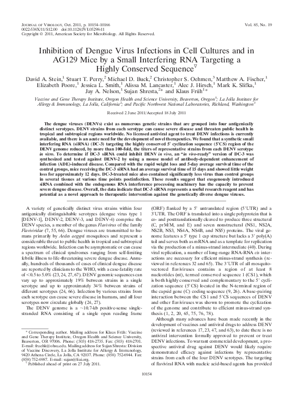 (PDF) Inhibition of Dengue Virus Infections in Cell Cultures and in ...