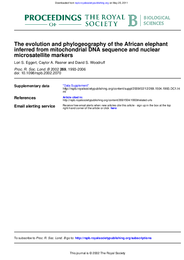 (PDF) The evolution and phylogeography of the African elephant inferred from mitochondrial DNA ...