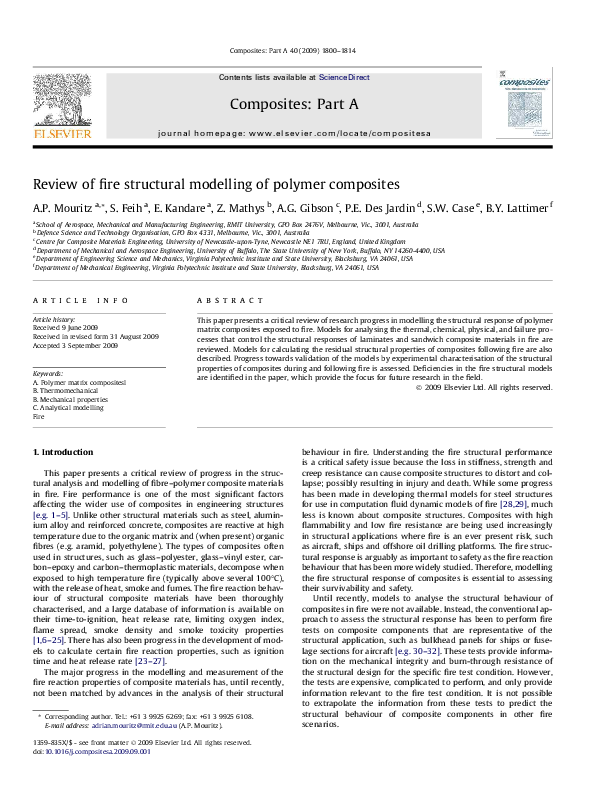 Pdf Review Of Fire Structural Modelling Of Polymer Composites