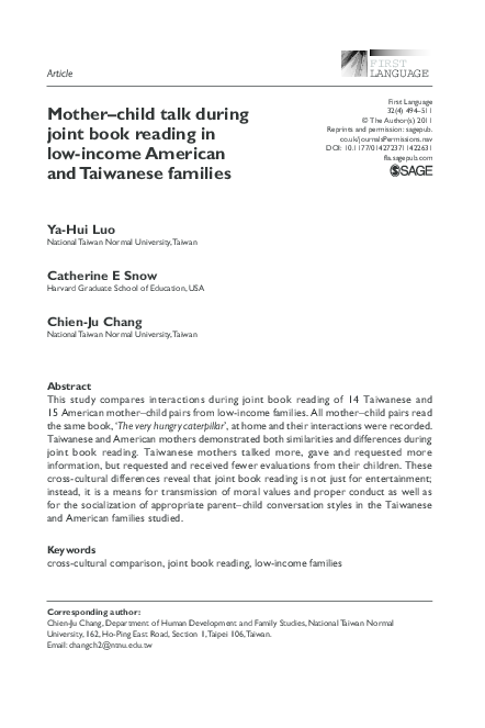 (PDF) Mother-child talk during joint book reading in low-income ...