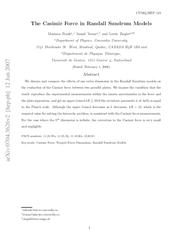 (PDF) Casimir force in Randall-Sundrum models