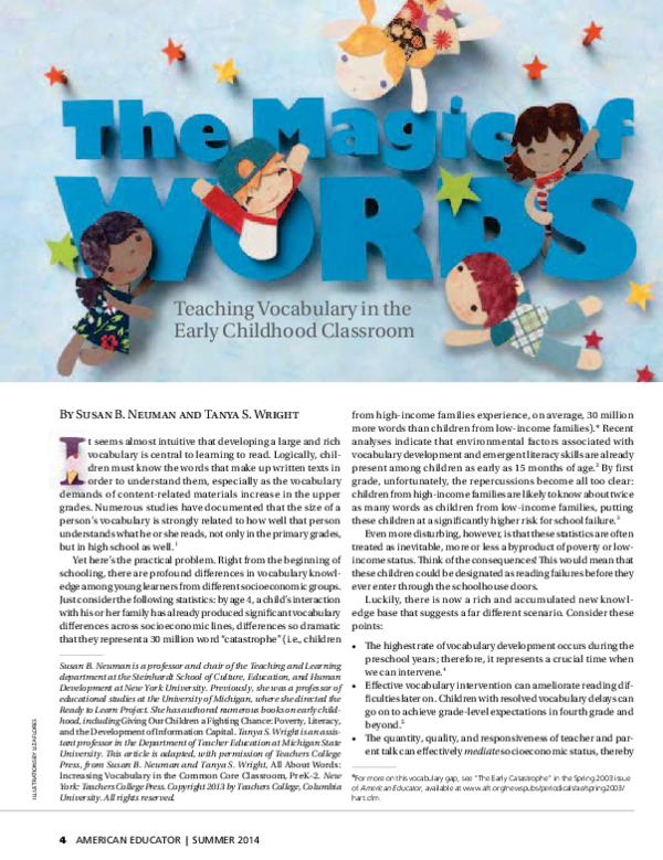 (PDF) The Magic of Words: Teaching Vocabulary in the Early Childhood ...