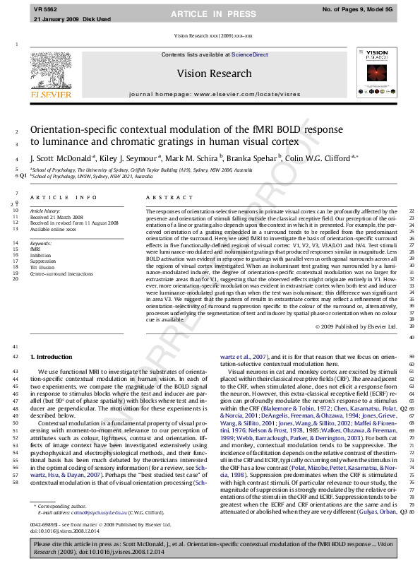 (PDF) Orientation-specific contextual modulation of the fMRI BOLD response to luminance and ...