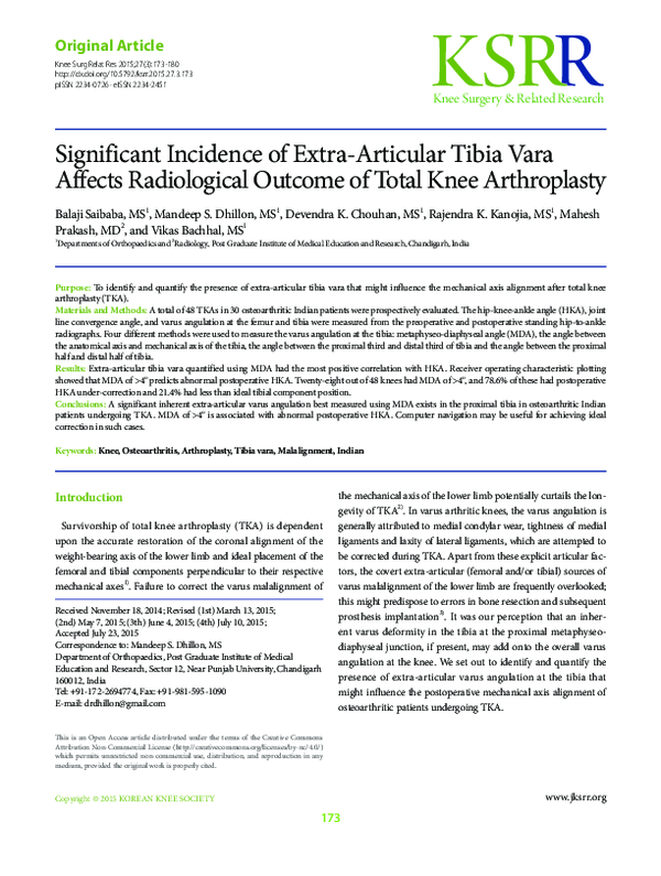 (PDF) Significant Incidence of Extra-Articular Tibia Vara Affects ...