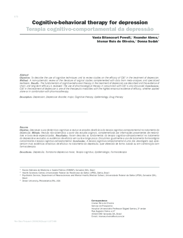 (PDF) Cognitive Behavioral Therapy for Depression