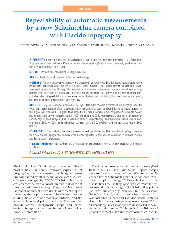 PDF) Comparison Of Placido Disc And Scheimpflug, 52% OFF