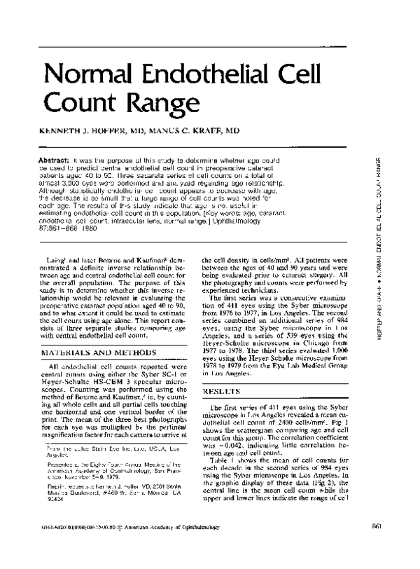 (PDF) Normal Endothelial Cell Count Range