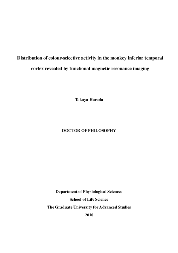 (PDF) Distribution of colour-selective activity in the monkey inferior temporal cortex revealed ...
