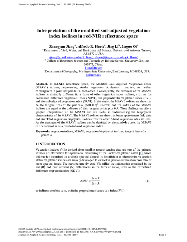 (PDF) Interpretation of the modified soil-adjusted vegetation index isolines in red-NIR ...