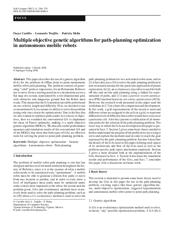 (PDF) Multiple Objective Genetic Algorithms for Path-planning Optimization in Autonomous Mobile ...