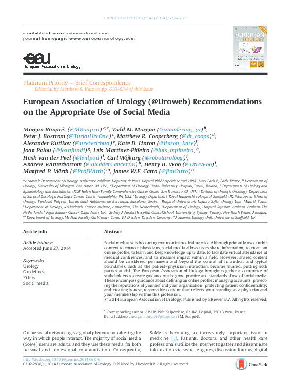 (PDF) European Association of Urology (@Uroweb) Recommendations on the ...