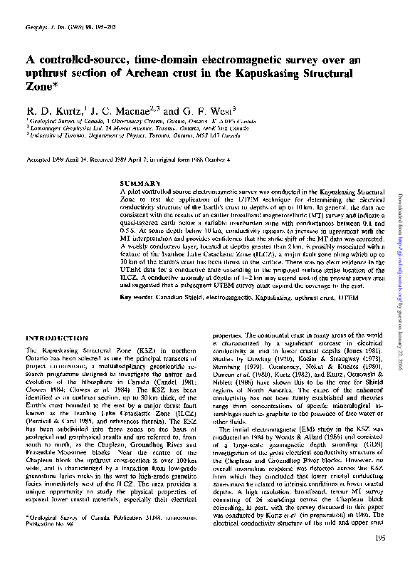 (PDF) A controlled-source, time-domain electromagnetic survey over an ...