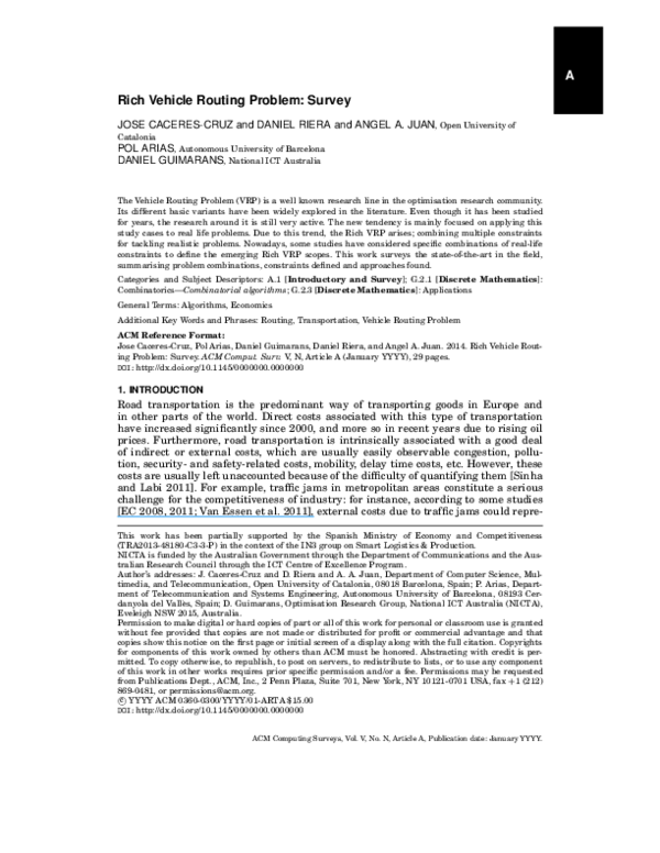 Pdf Rich Vehicle Routing Problem 