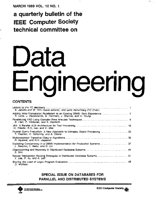 (PDF) Parallel Query Evaluation: A New Approach to Complex Object Processing