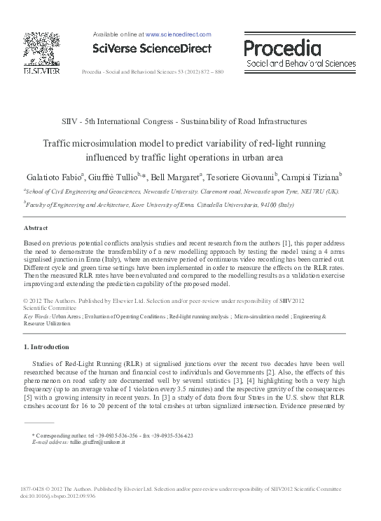 Pdf Traffic Microsimulation Model To Predict Variability Of Red Light Running Influenced By 