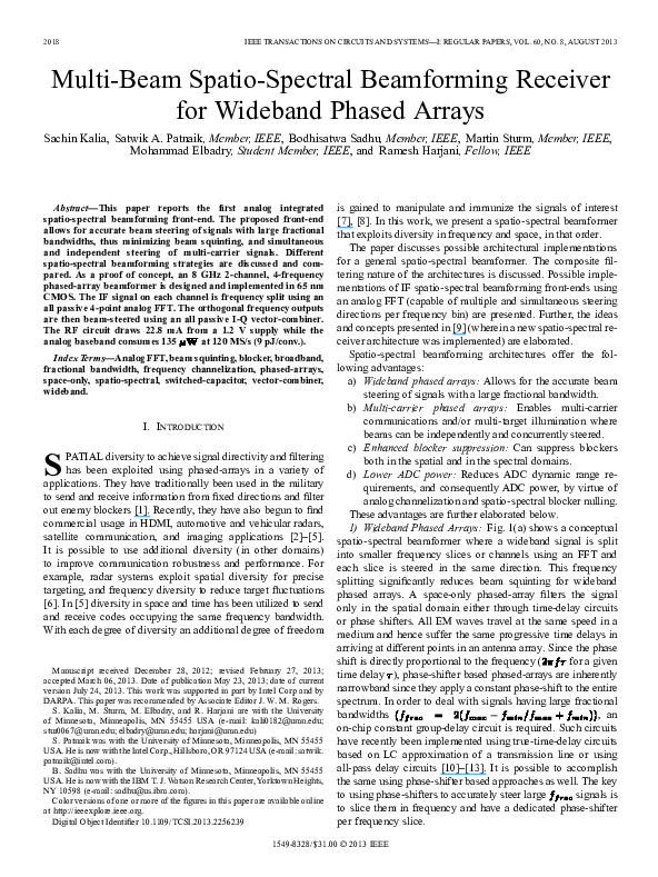 (PDF) Multi-Beam Spatio-Spectral Beamforming Receiver for Wideband ...