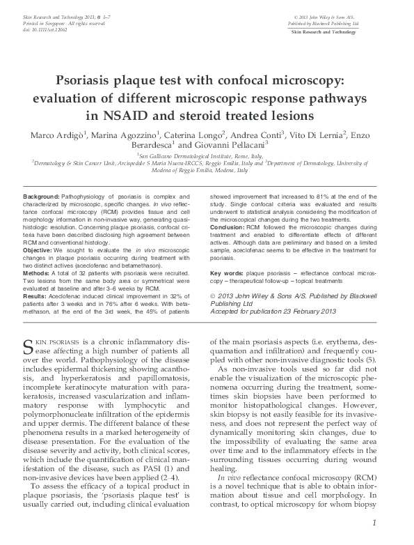 (PDF) Psoriasis plaque test with confocal microscopy: evaluation of ...