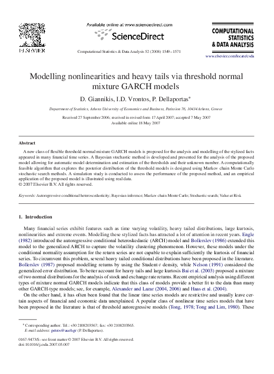 (PDF) Modelling nonlinearities and heavy tails via threshold normal ...