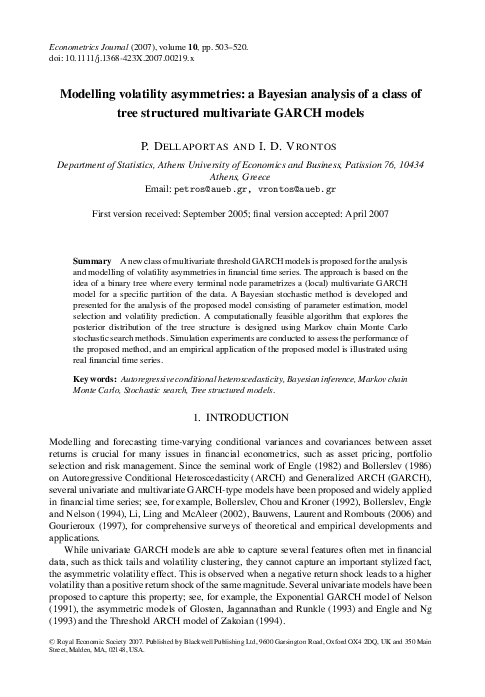Pdf Modelling Volatility Asymmetries A Bayesian Analysis Of A Class Of Tree Structured