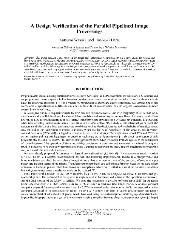 Pdf A Design Verification Of The Parallel Pipelined Image Processings Katsumi Wasaki