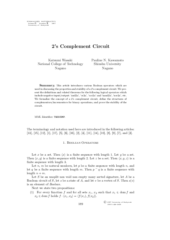 (PDF) 2's Complement Circuit