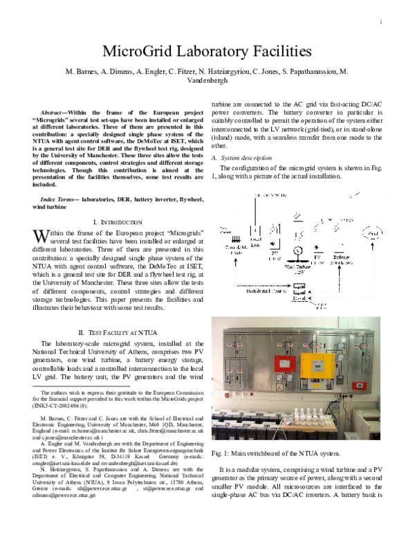 (PDF) Microgrid laboratory facilities