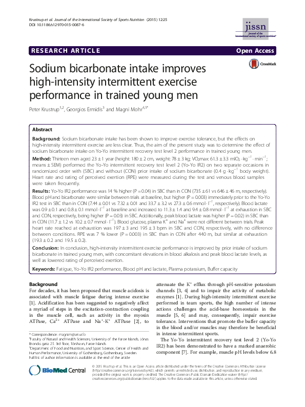 (PDF) Sodium bicarbonate intake improves high-intensity intermittent ...