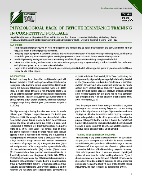 (PDF) Physiological basis of fatigue resistance training in competitive ...