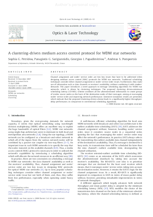 Pdf A Clustering Driven Medium Access Control Protocol For Wdm Star