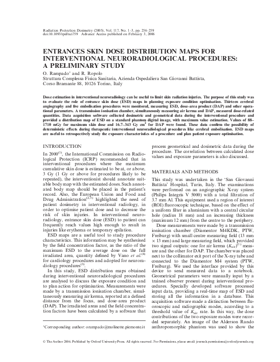 (PDF) Entrances skin dose distribution maps for interventional ...
