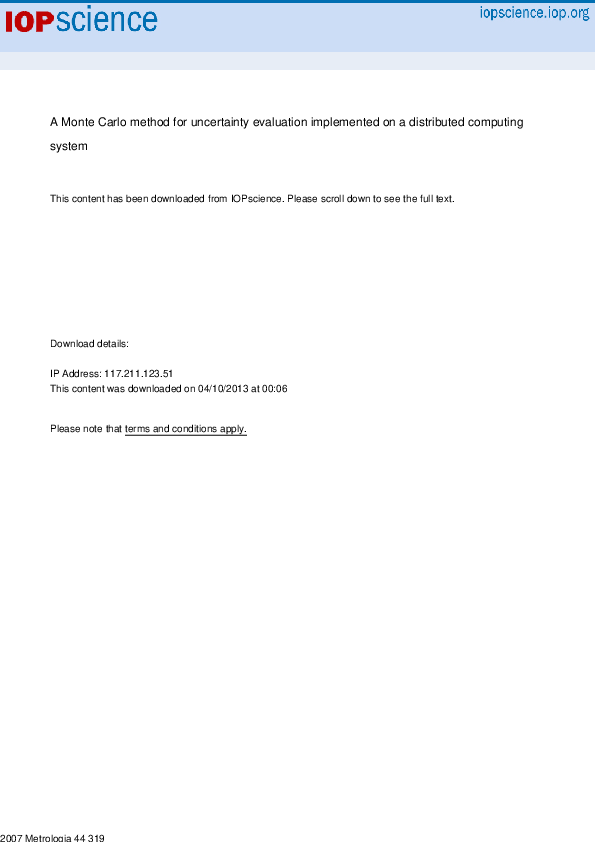 (PDF) A Monte Carlo method for uncertainty evaluation implemented on a distributed computing system