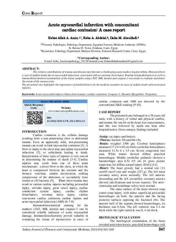 (PDF) Acute myocardial infarction with concomitant cardiac contusion: A ...
