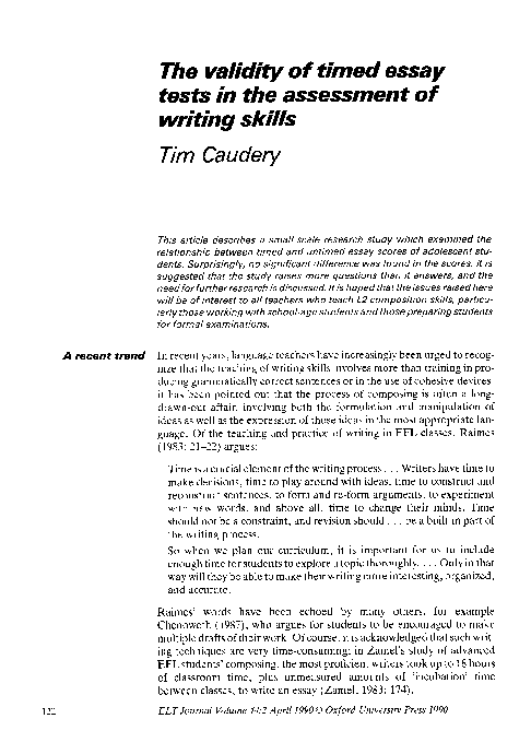 (PDF) The validity of timed essay tests in the assessment of writing skills