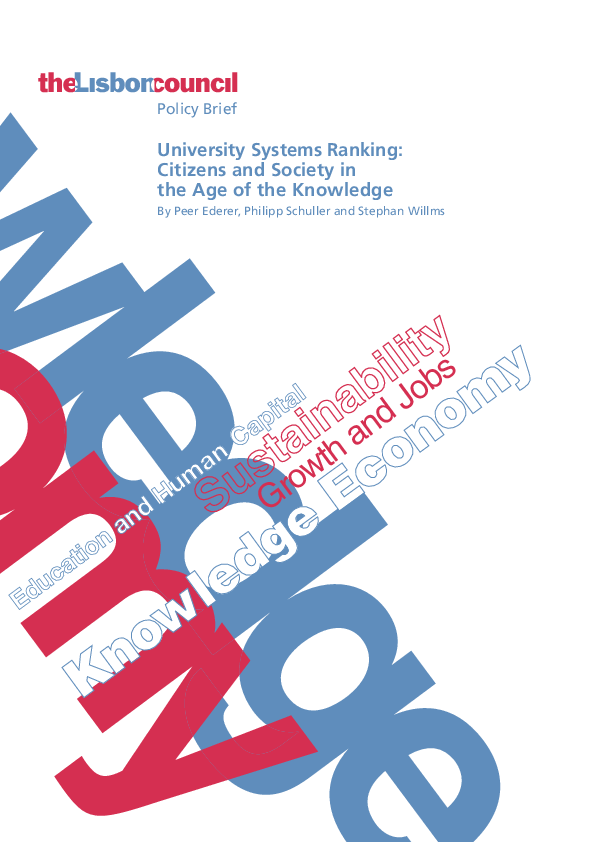 (PDF) University Systems Ranking: Citizens and Society in the Age of ...