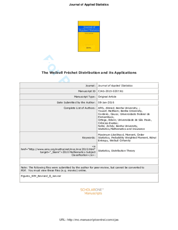 Pdf The Weibull Fréchet Distribution And Its Applications