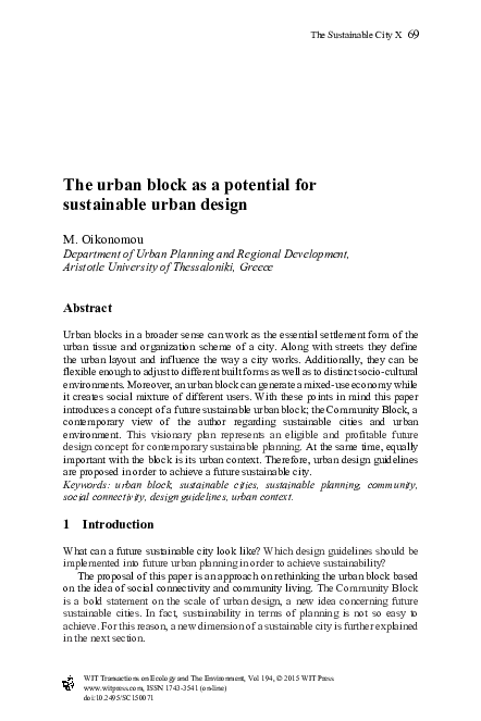 (PDF) The urban block as a potential for sustainable urban design