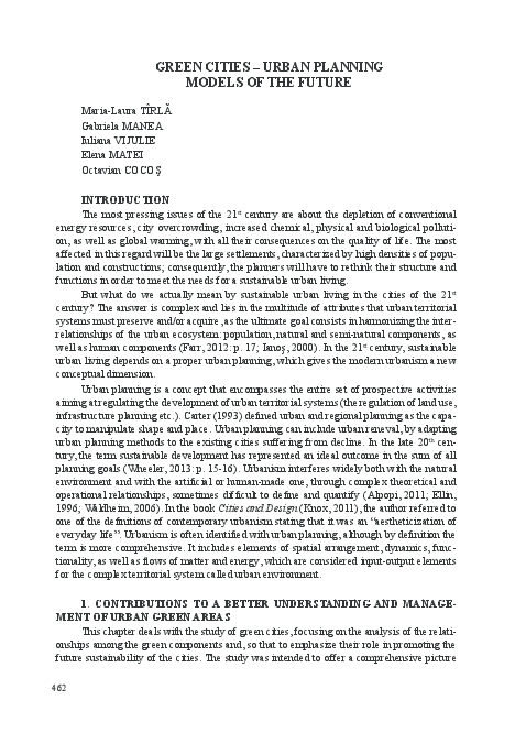 (PDF) GREEN CITIES – URBAN PLANNING MODELS OF THE FUTURE