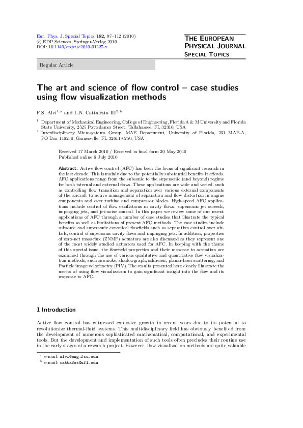 (PDF) The art and science of flow control – case studies using flow ...