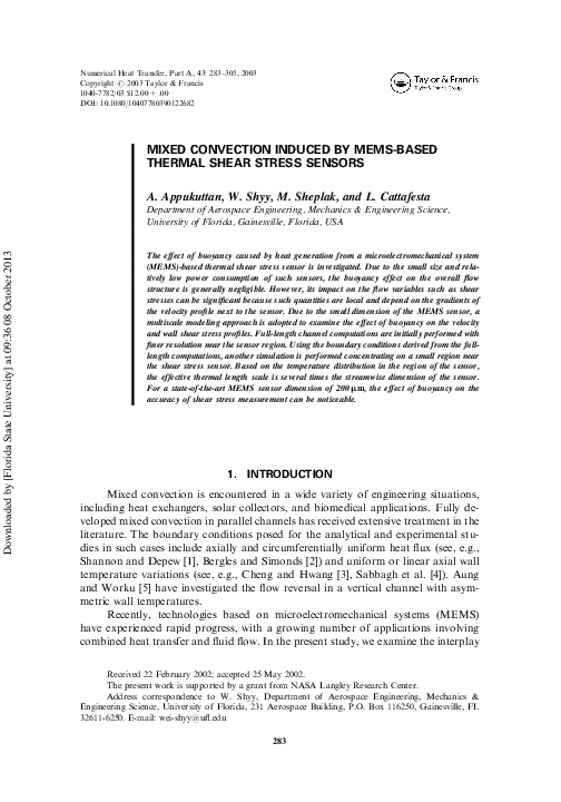 (PDF) MIXED CONVECTION INDUCED BY MEMS-BASED THERMAL SHEAR STRESS SENSORS