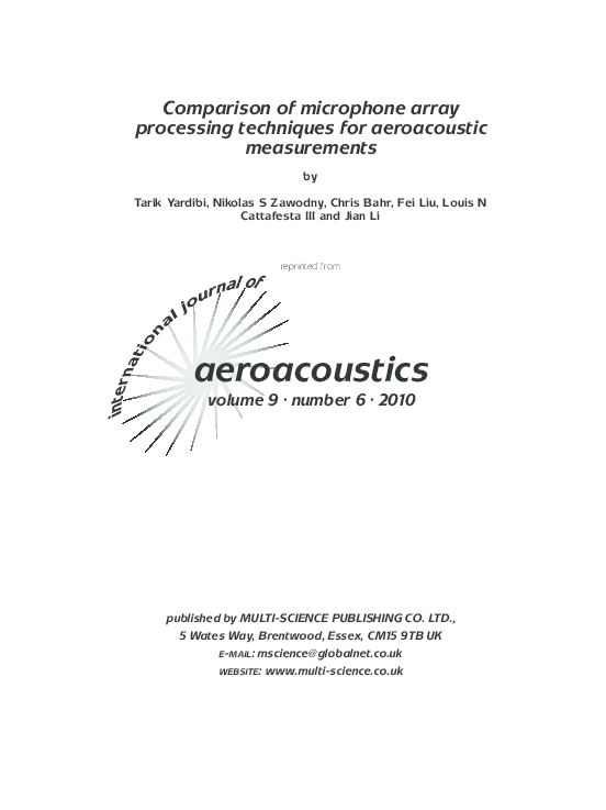 Pdf Comparison Of Microphone Array Processing Techniques For Aeroacoustic Measurements