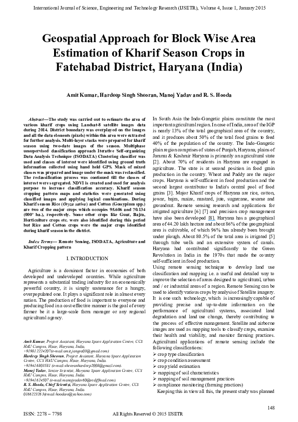 (PDF) Geospatial Approach for Block Wise Area Estimation of Kharif ...