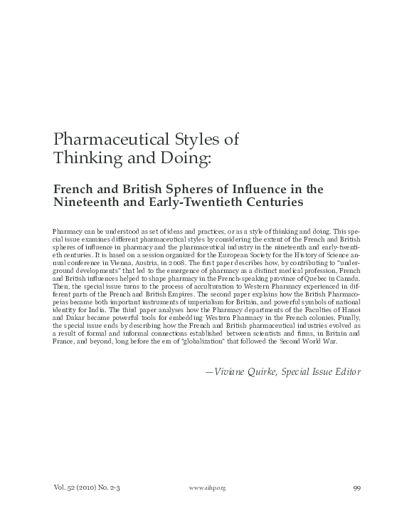 (PDF) Pharmaceutical Styles of Thinking and Doing: French and British ...