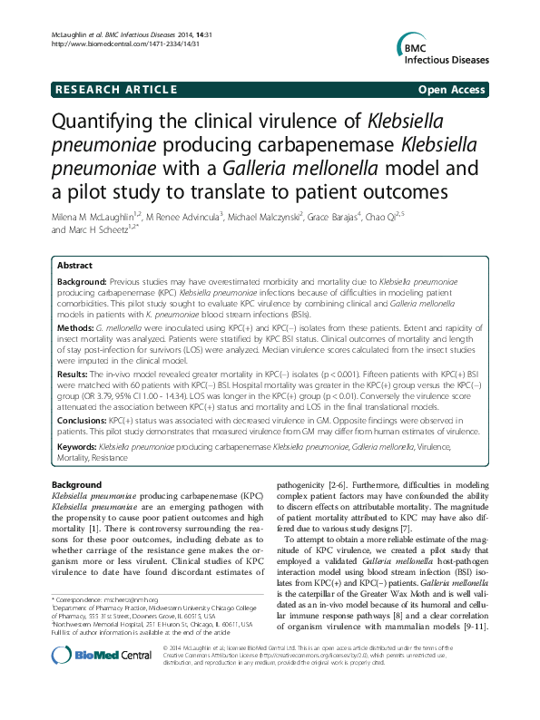 (PDF) Quantifying the clinical virulence of Klebsiella pneumoniae ...