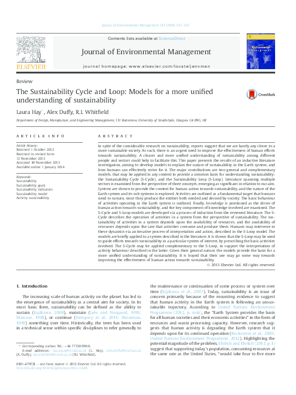 (PDF) The Sustainability Cycle and Loop: Models for a more unified ...