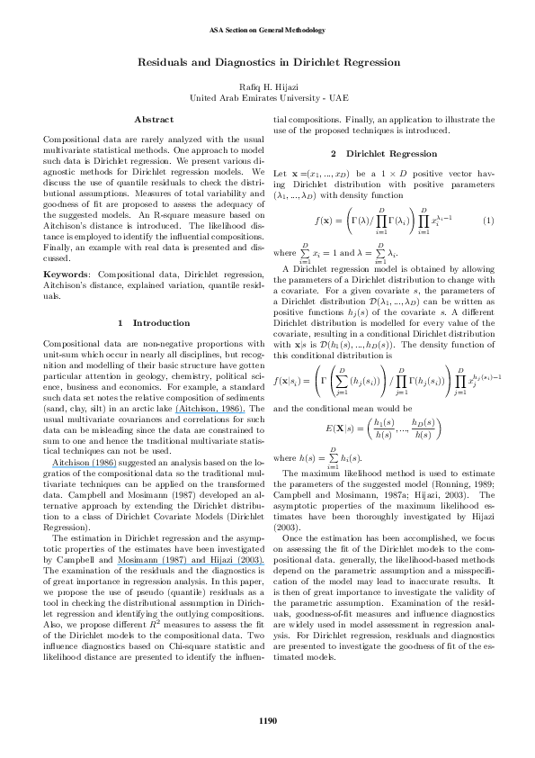 (PDF) Residuals and Diagnostics in Dirichlet Regression