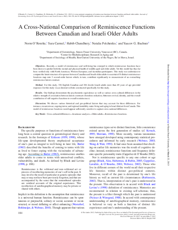 (PDF) Psychometric Properties of Responses by Older Adults to an Abridged Version of the ...