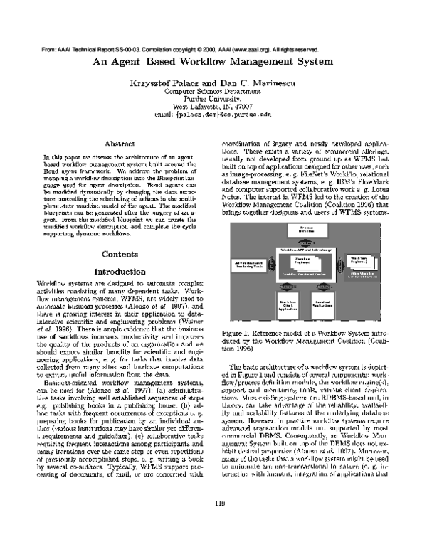 Pdf An Agent Based Workflow Management System